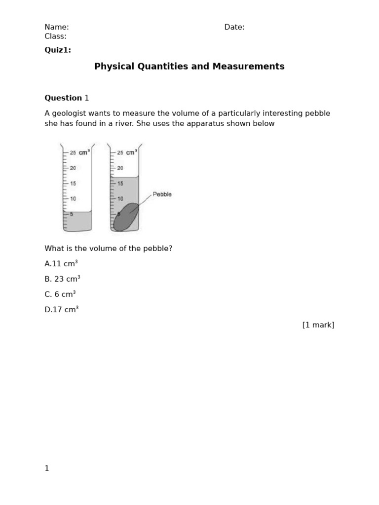 HW1 Physical Quantities and Measurements | PDF
