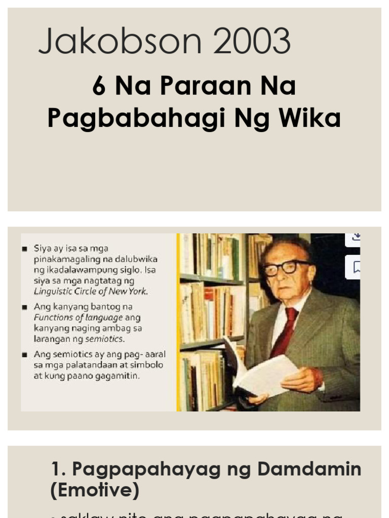 6 Na Paraan NG Pagpapahayag Ayon Kay Jakobson | PDF