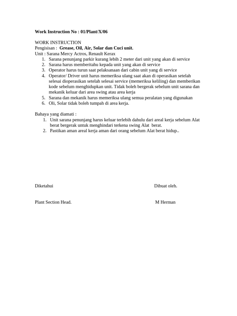 Work Instruction | PDF