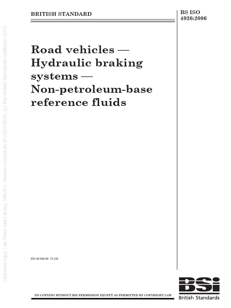 Road Vehicles. Hydraulic Braking Systems. Non-Petroleum-Base Reference ...