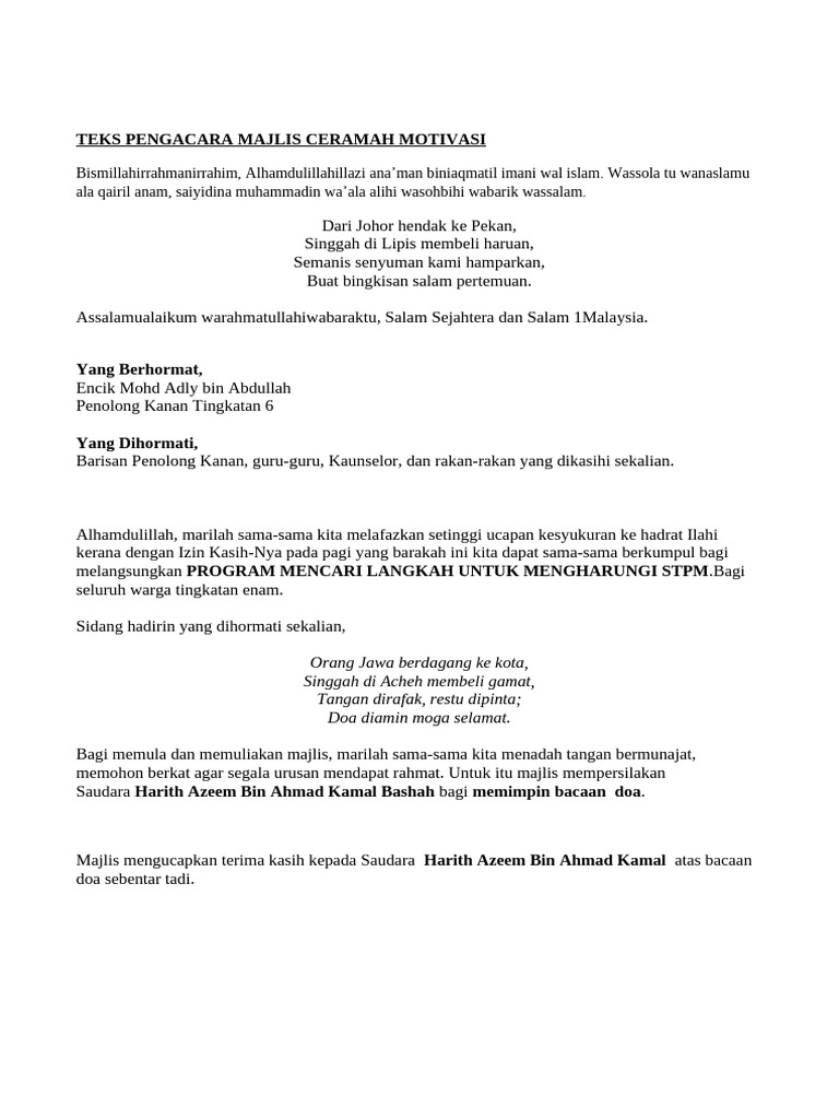 teks-pengacara-majlis-ceramah-motivasi | PDF