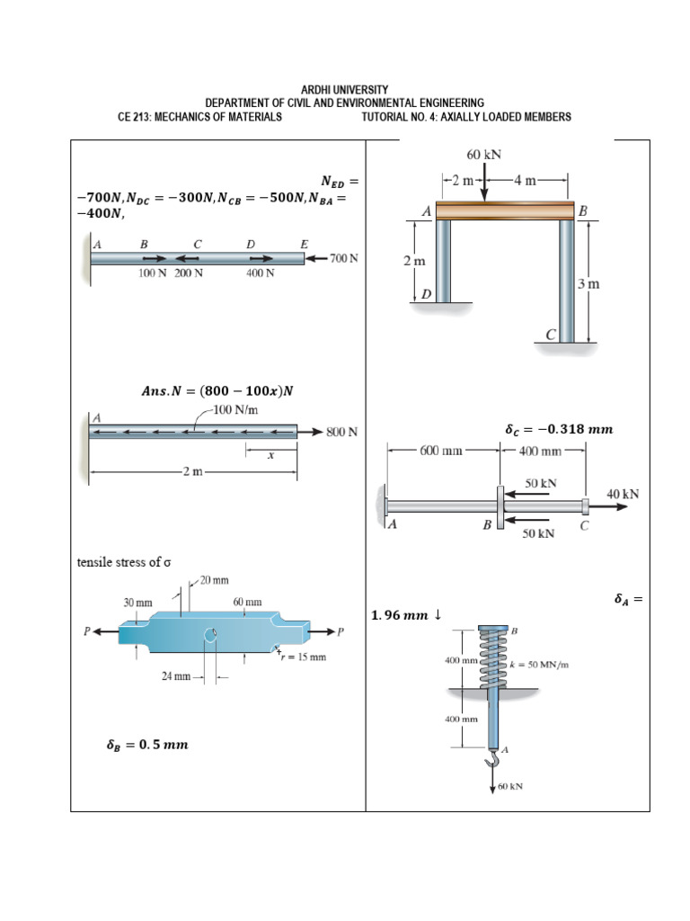 Tutorial No. 4-Axial Load & Temp Stresses | PDF | Stress (Mechanics ...