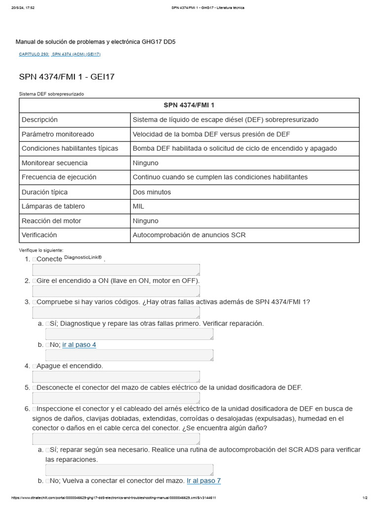 SPN 4374 - FMI 1 - GHG17 - Literatura Técnica | PDF