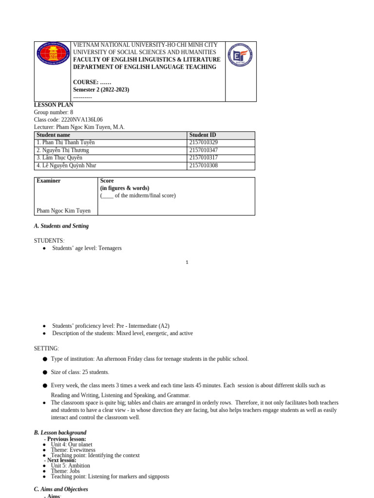 Group 8 Final Lesson Plan | PDF