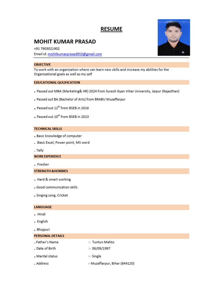 RESUME- MOHIT kk | PDF