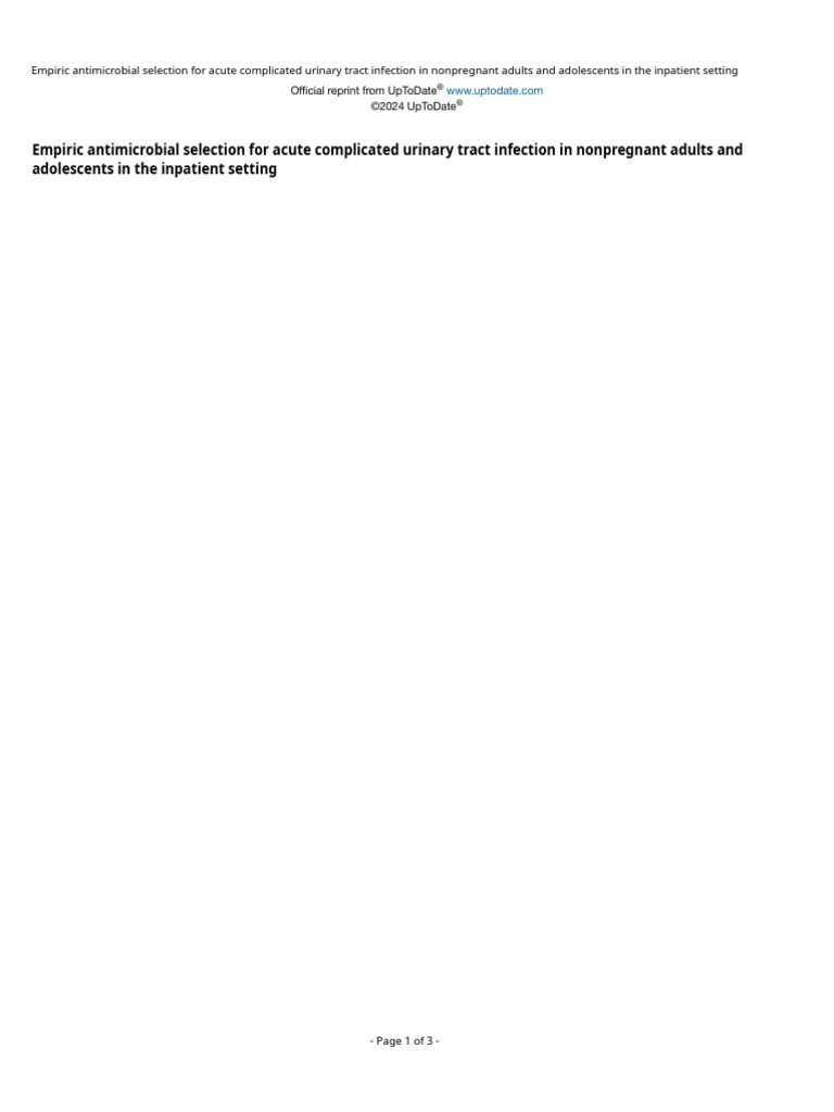 Empiric Antimicrobial Selection For Acute Complicated Urinary Tract ...