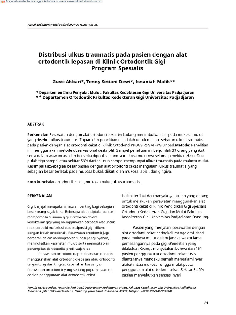 Ulkus Traumatikus Jurnal | PDF