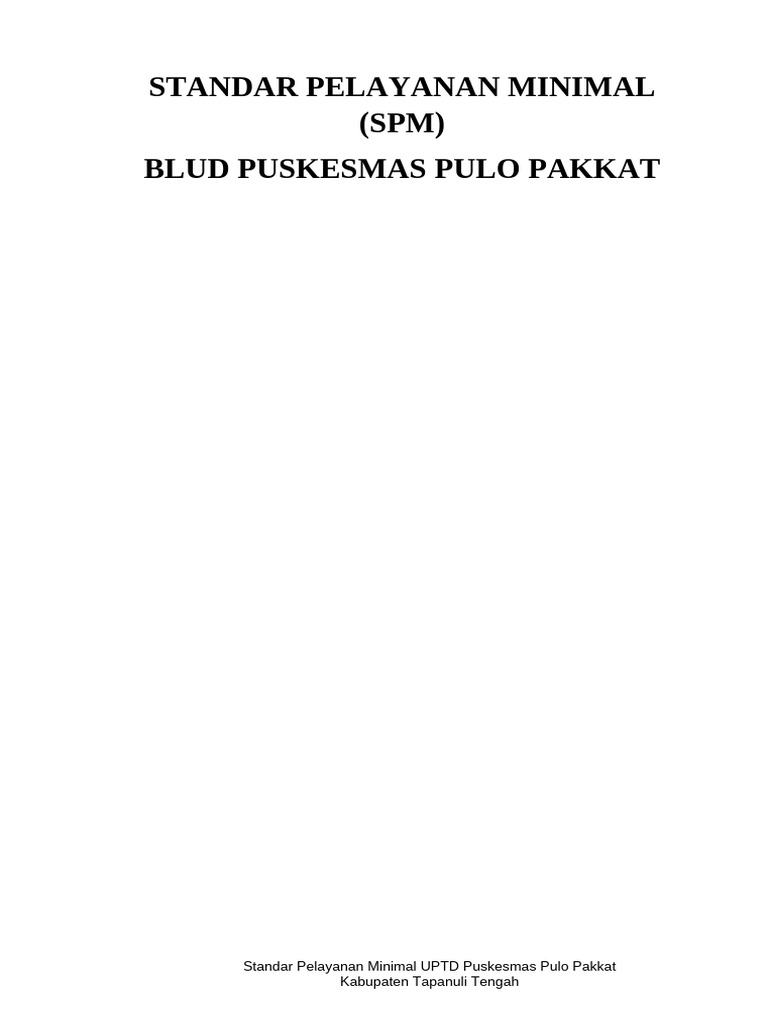 Standar Pelayanan Minimal Blud Puskesmas | PDF