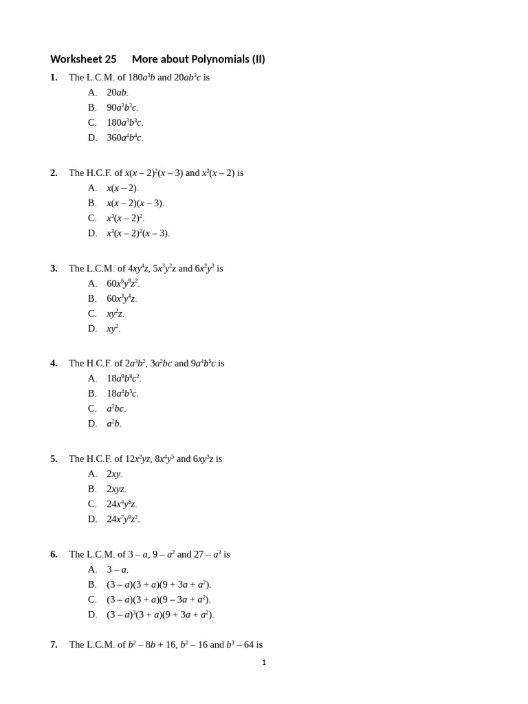 L5 - Paper 2 - 25 - More About Polynomials (II) - Eng | PDF