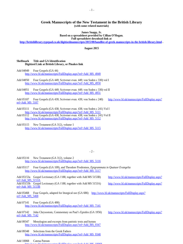 British Library Greek NT MSS | PDF