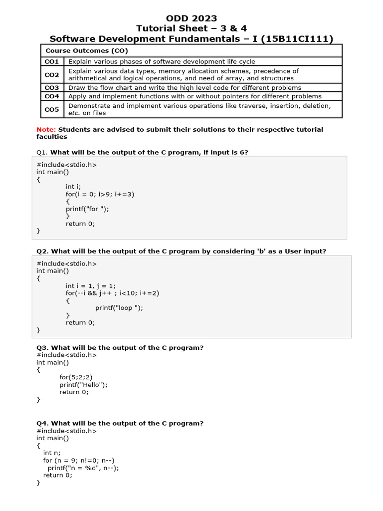Tutorial 3 and 4 | PDF
