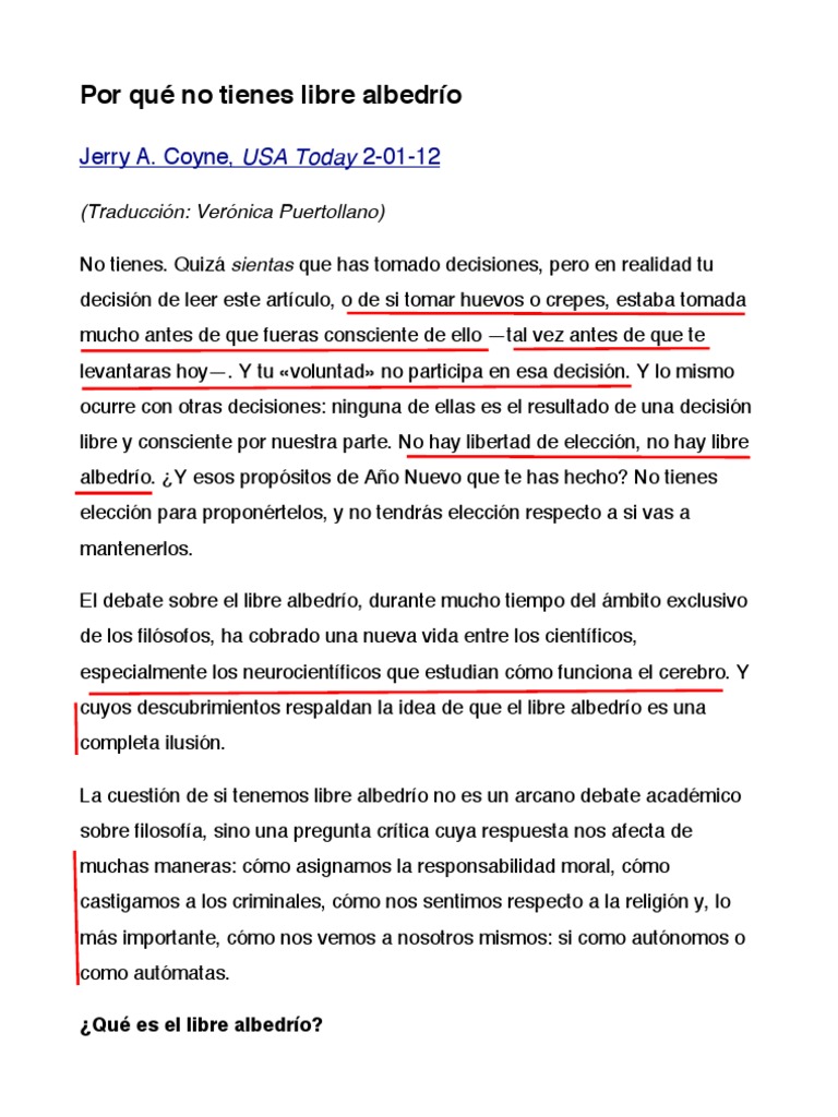 La ilusión del libre albedrío | PDF