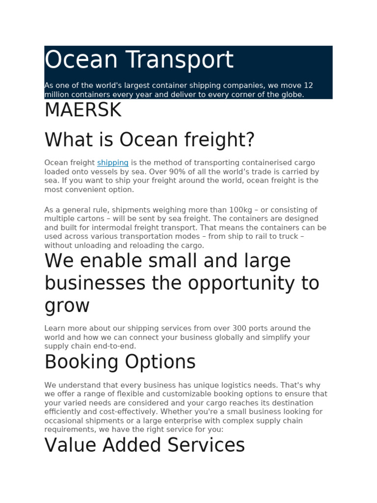 Ocean Transport | PDF