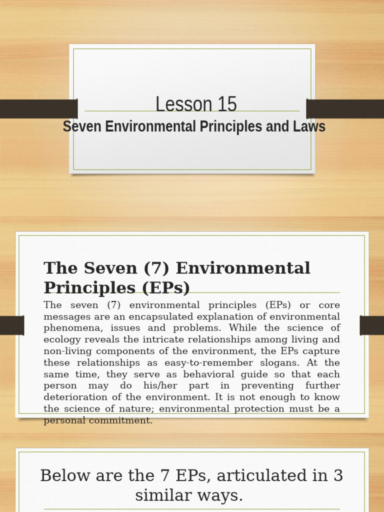 Lesson 15 - Seven Environmental Principles and Laws | PDF