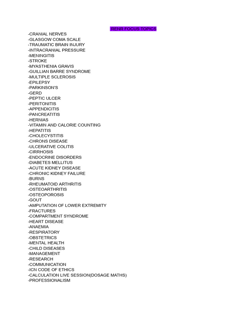 Renr Focus Topics | PDF