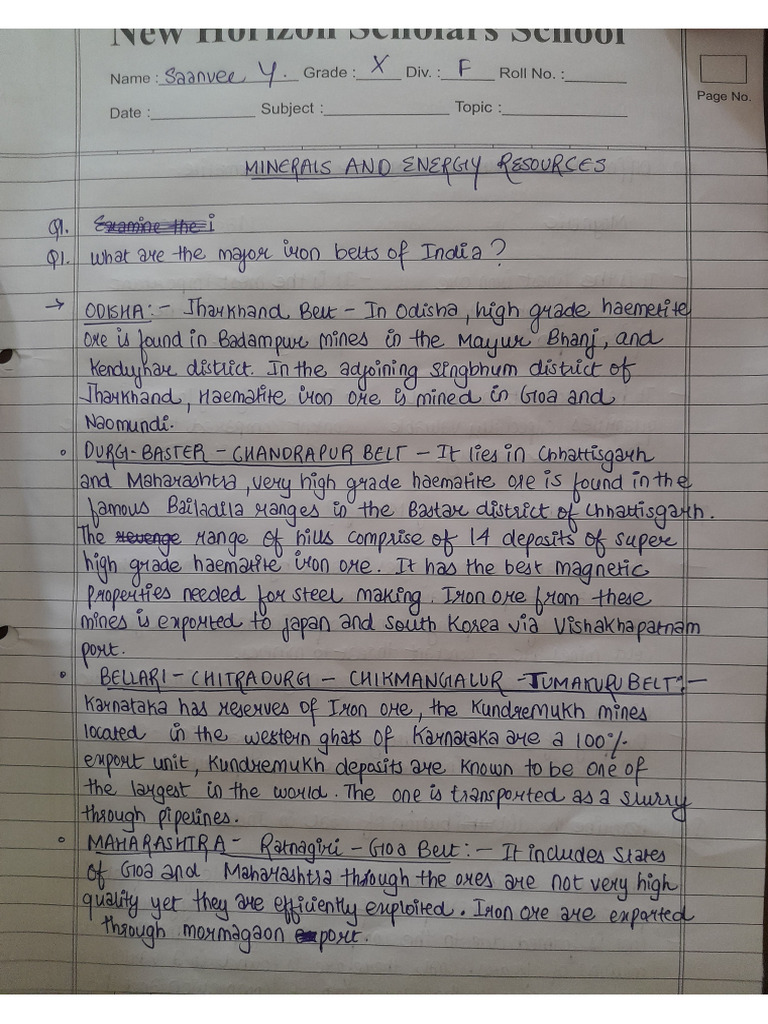 Minerals and Energy Resources Notes | PDF