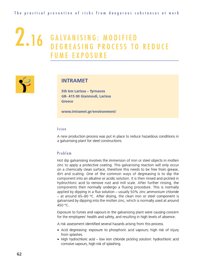 Galvanising Modified Degreasing Process To Reduce Fume Exposure (62-65 ...