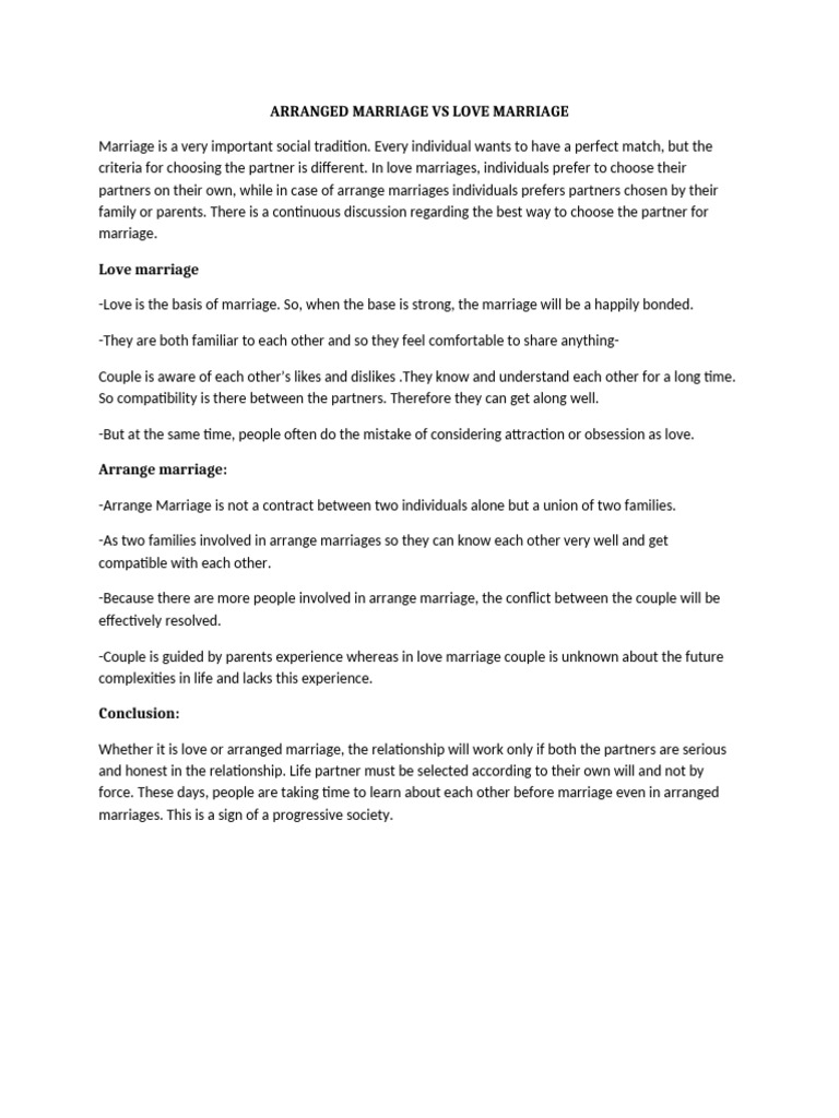 Arranged Marriage VS Love Marriage | PDF | Wellness | Lifestyle
