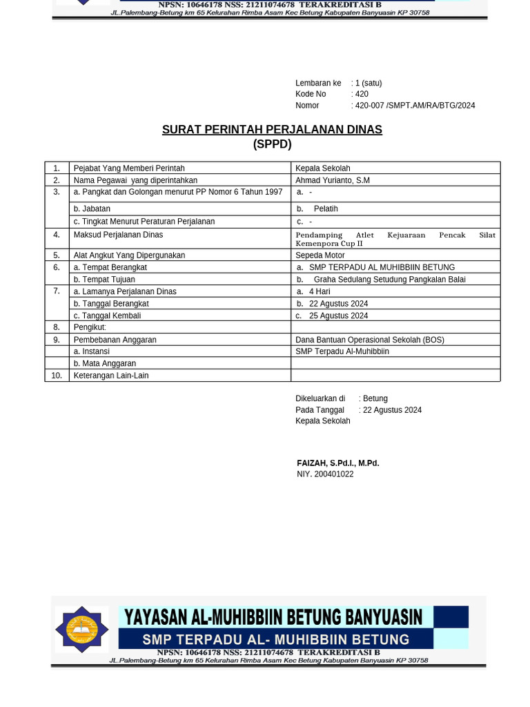 SPPD Dan Surat Tugas | PDF