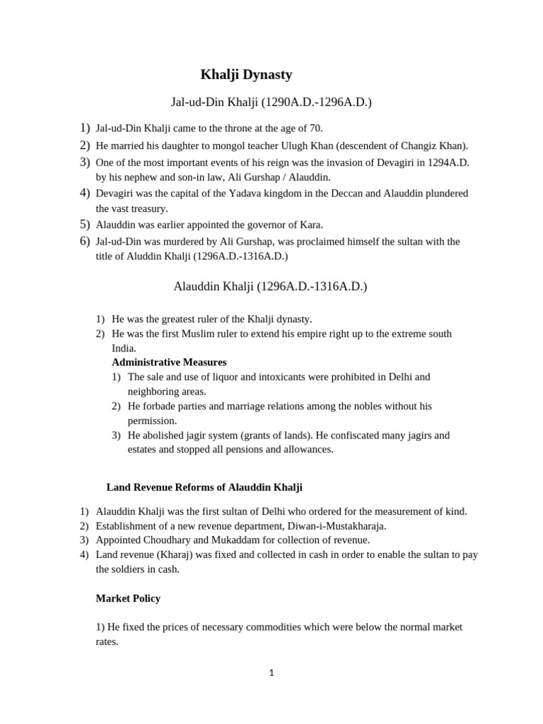 Khalji Dynasty | PDF