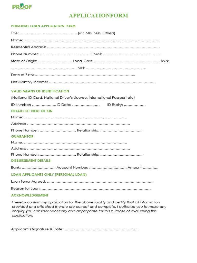 POF NEW - FLAP - FORM - UNFILLED (Corrected | PDF