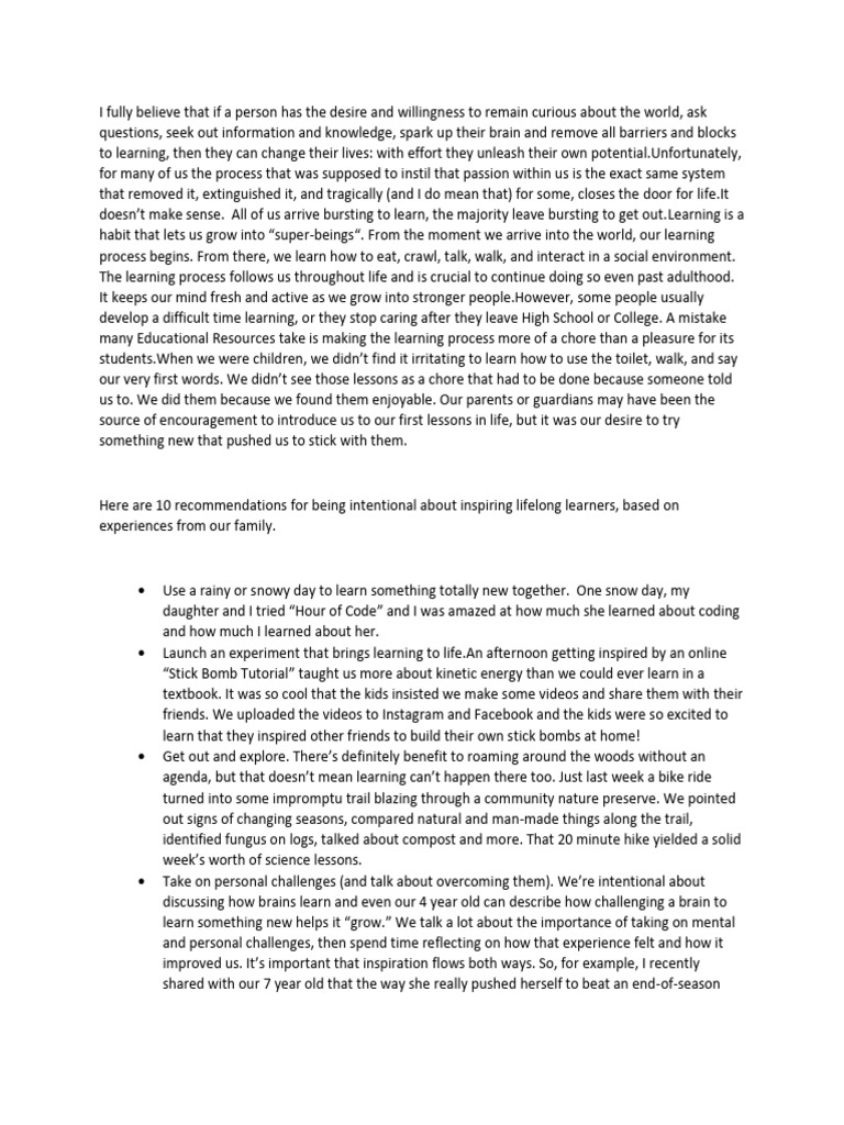 Inspiration For Learning | PDF