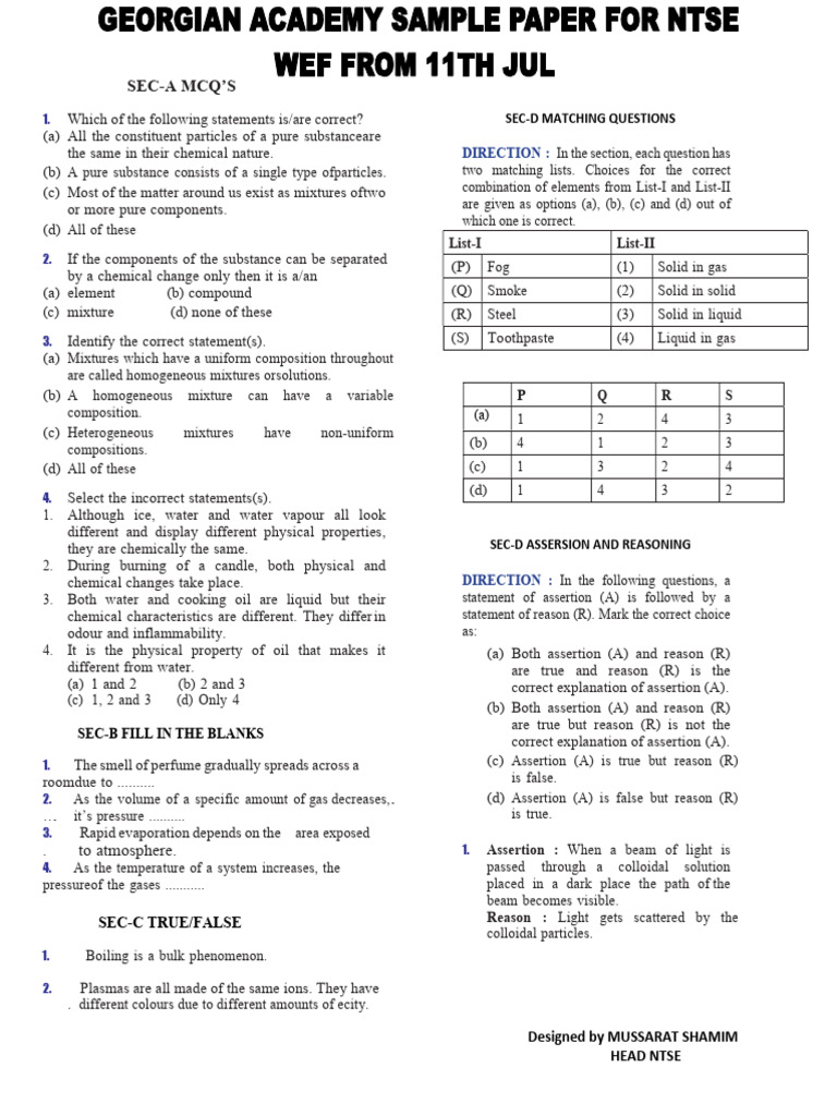 Ntse Paper Format PDF | PDF