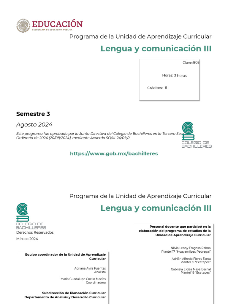 Lengua y Comunicacion-III VF 20082024 | PDF | Plan de estudios | Evaluación
