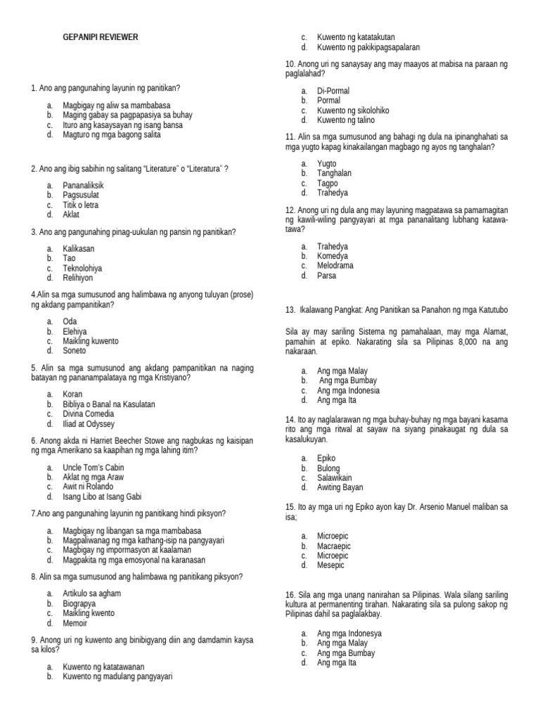 PANIPI Reviewer | PDF