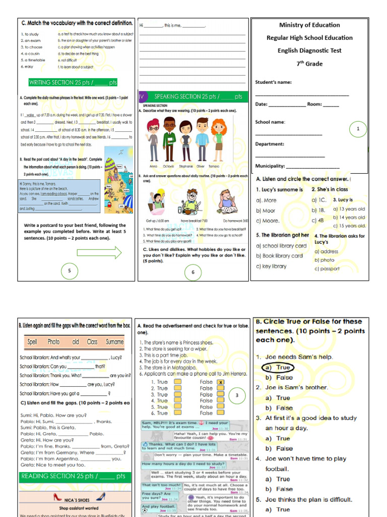 Brochure Diagnostic TST 7th Grade 2024 Mined | PDF