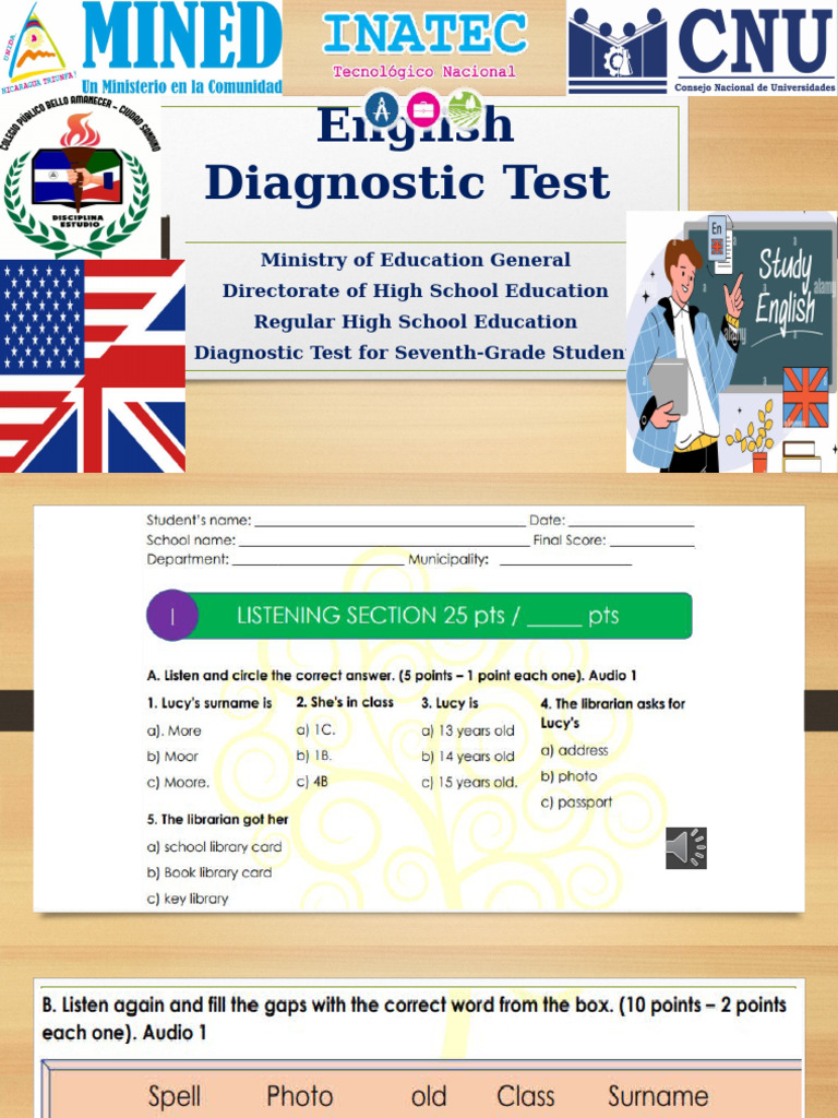 English Diagnostic Test 7th Grade 2024 | PDF