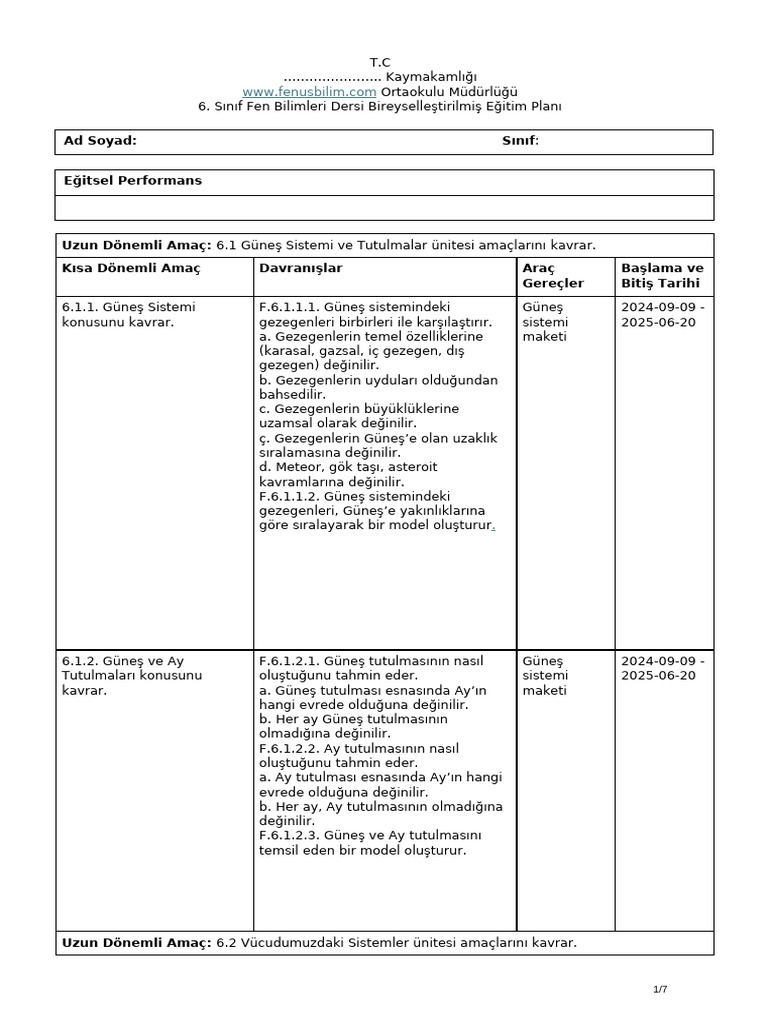 Sinif Bep Plani | PDF
