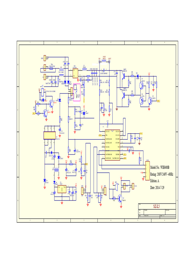 Lout LIN 95UH: Model No.: WIH400B Rating: 208V/240V 60Hz Edition: A ...