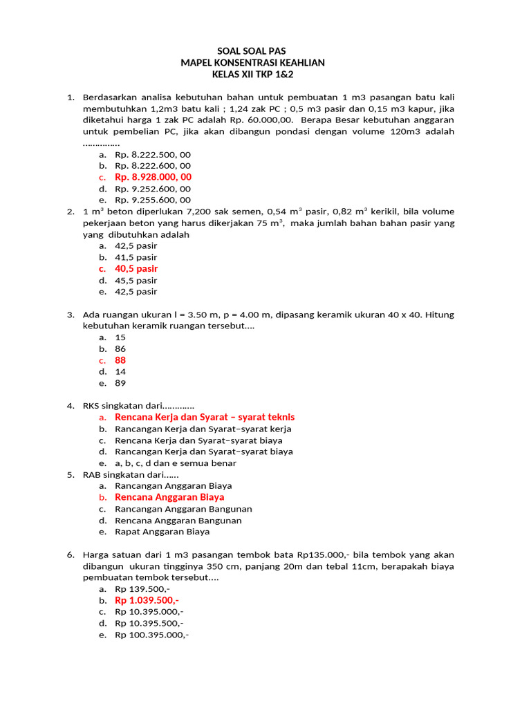 Soal Pas Konsentrasi Keahlian BKP 2023 | PDF
