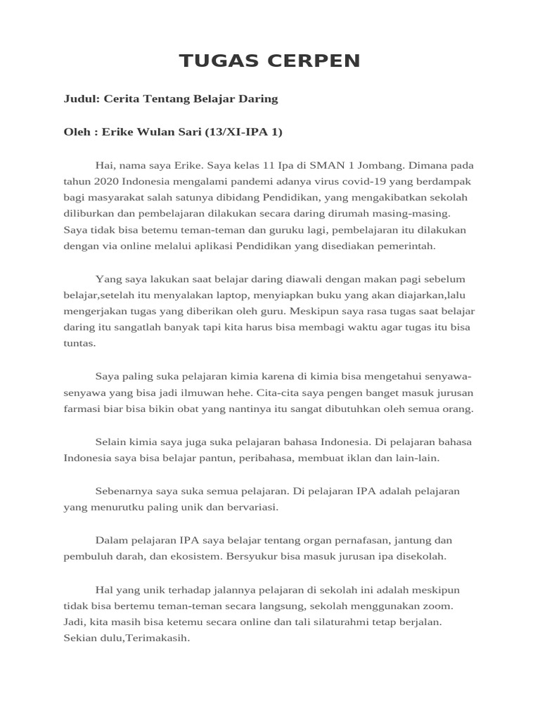 Tugas Cerpen Bindo | PDF