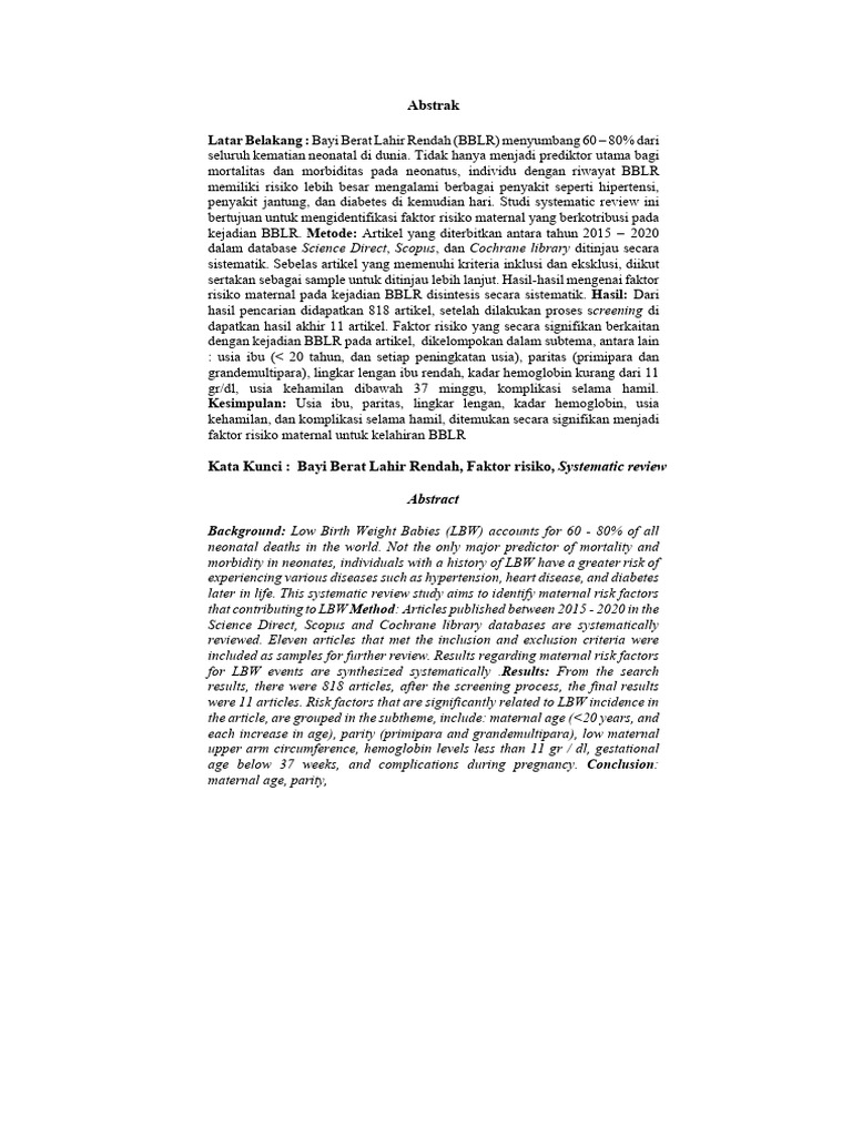 Abstrak BBLR | PDF