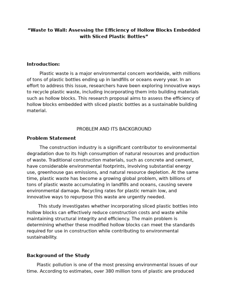 Sustainable Hollow Blocks with Plastic Waste | PDF | Plastic | Science ...