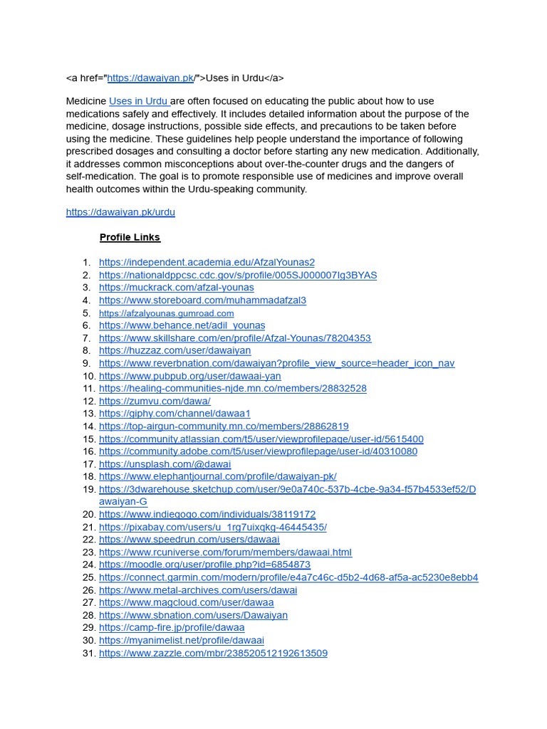 Medicine Uses Guide in Urdu | PDF | Medicinal Chemistry | Wellness