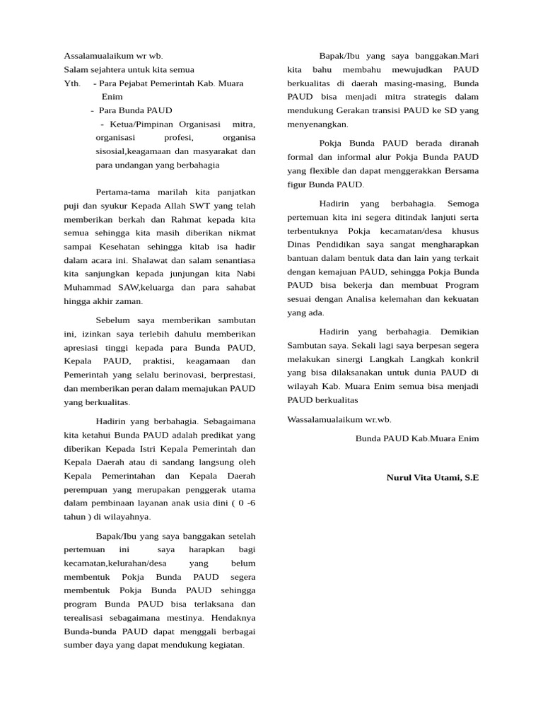 SAMBUTAN Pokja | PDF