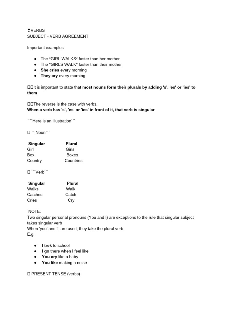 Verb Summary | PDF