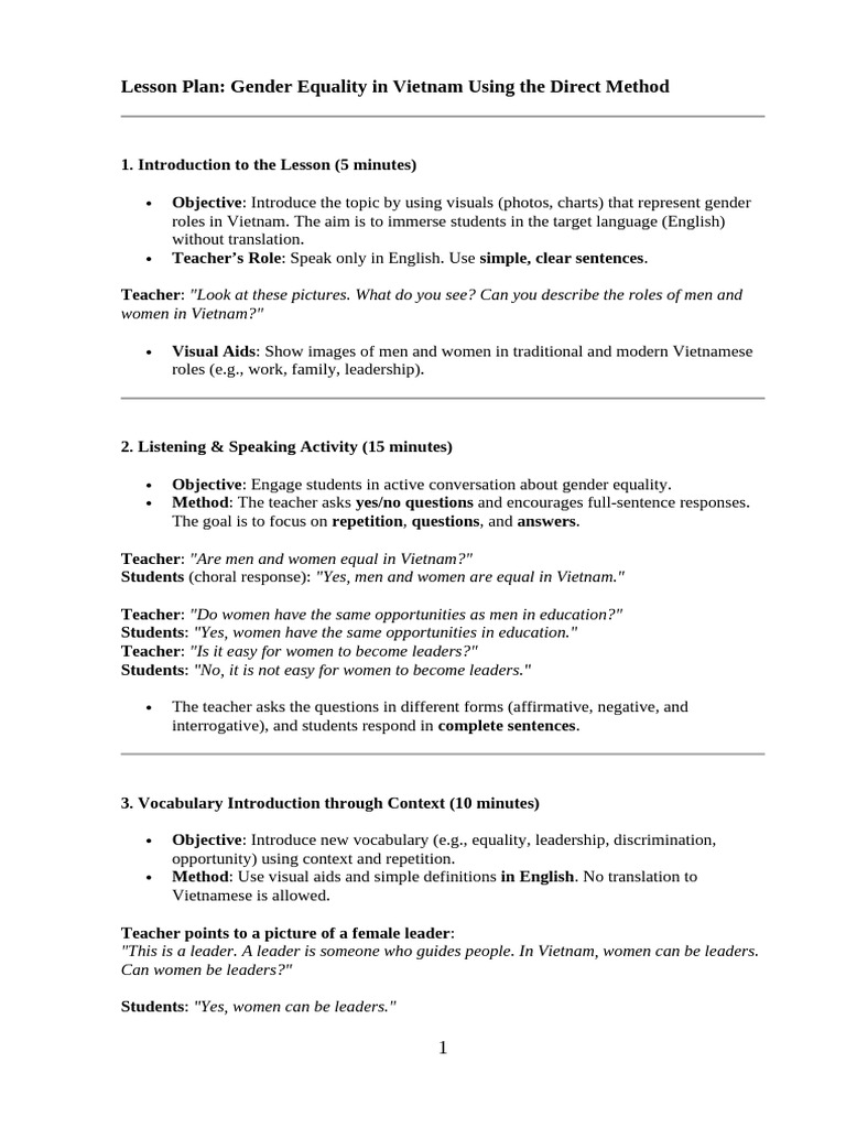 Lesson Plan - DIRECT METHOD | PDF