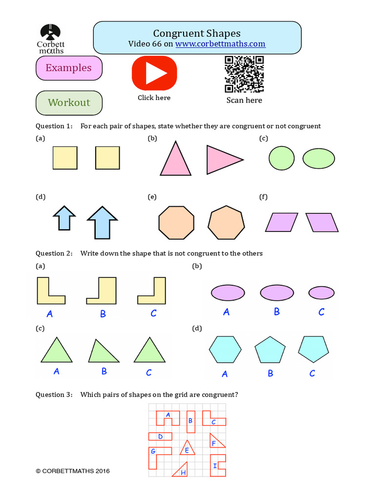 Congruent Shapes Textbook | PDF