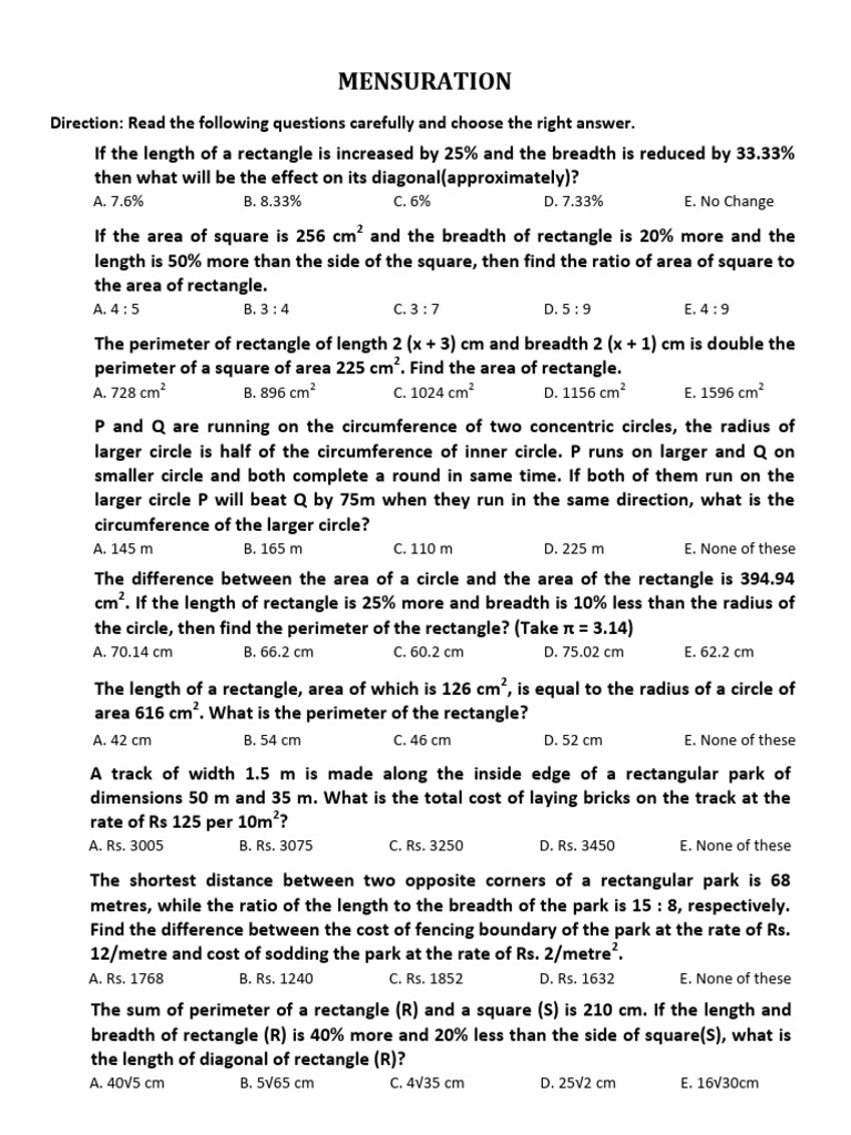 20 Mensuration | PDF