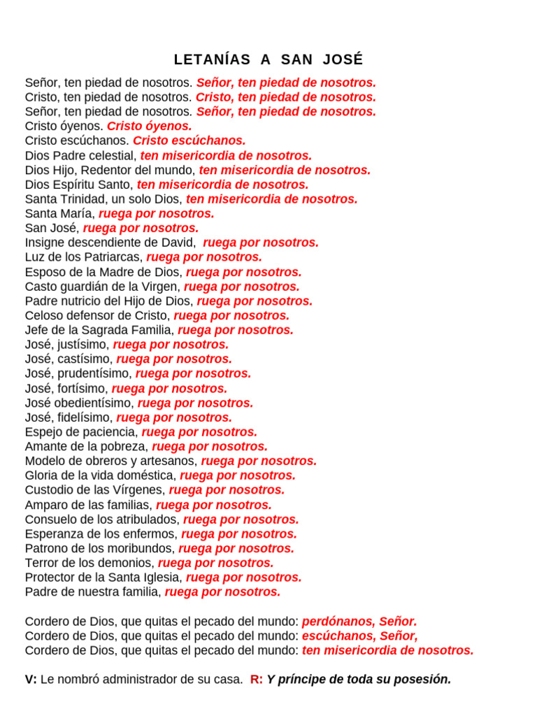 LETANÍAS A SAN JOSÉ | PDF
