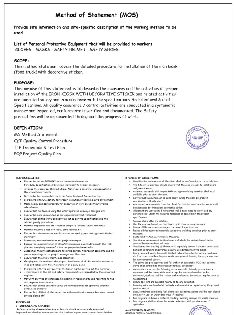 MOS Method of Statement | PDF