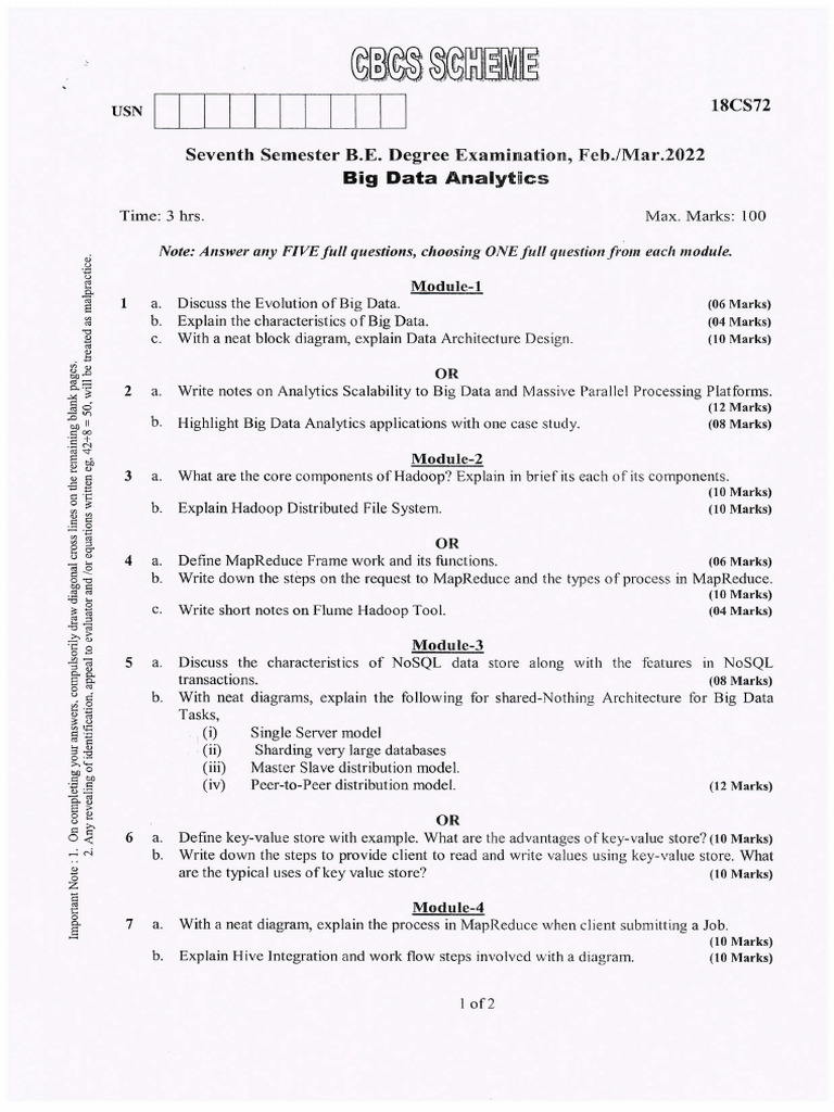 Big-Data-Analytics - Model Question Paper | PDF