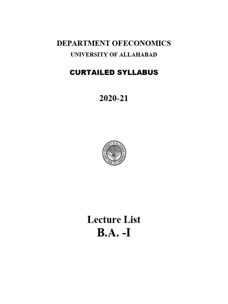 B.A.-I Economics (Curtailed Syllabus) | PDF
