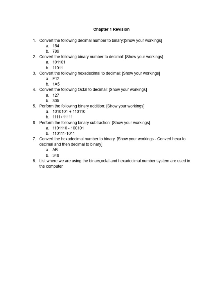 Chapter 1 Revision | PDF