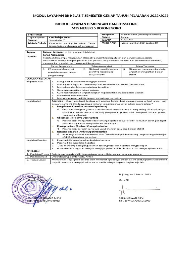 RPL BK KLS 7 Genap 22-23 | PDF