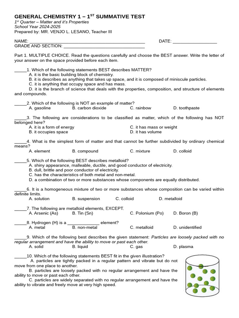 Gen Chem1 1st Summative Test Pdf 4125